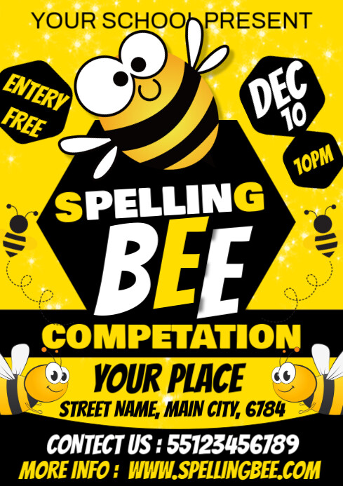 Copy of yellow spelling bee contest flyer | PosterMyWall
