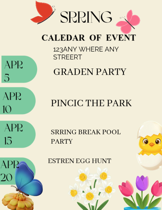 Yellow Spring Calendar Event Flyer Flyer (us Letter) Template ...