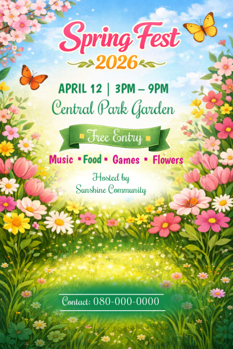 Yellow Spring Fest Poster Template | PosterMyWall