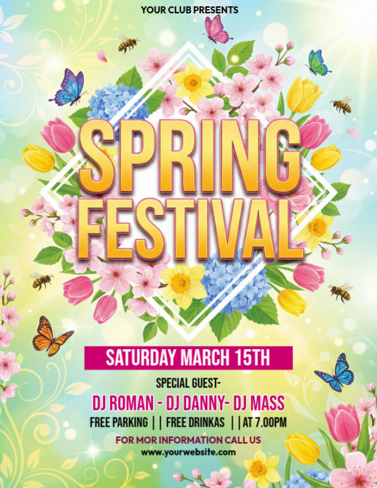 Yellow Spring Festival Flyer Template | PosterMyWall