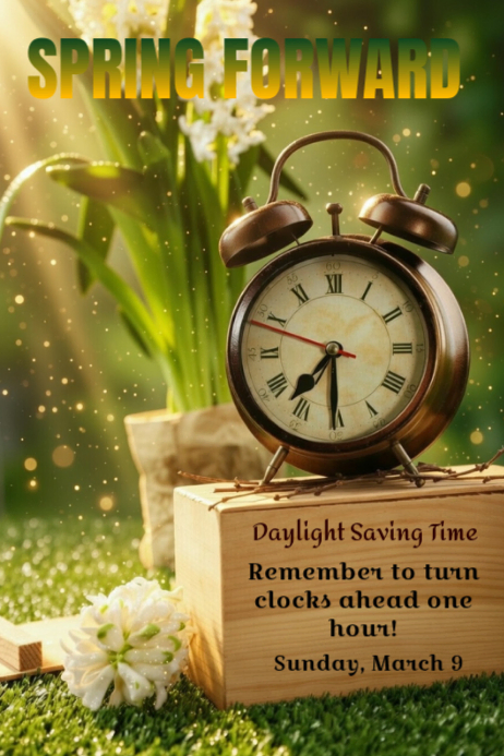 Yellow Spring Forward Poster Template | PosterMyWall