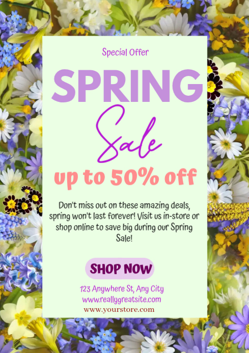 Yellow Spring Sale A4 Template | PosterMyWall