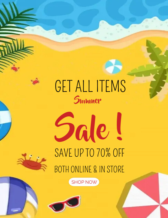 Yellow Summer Sale Flyer (us Letter) Template | PosterMyWall