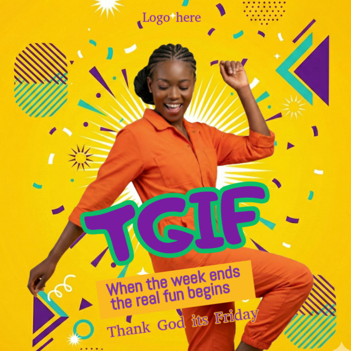 Yellow TGIF Celebration Instagram Post Template | PosterMyWall