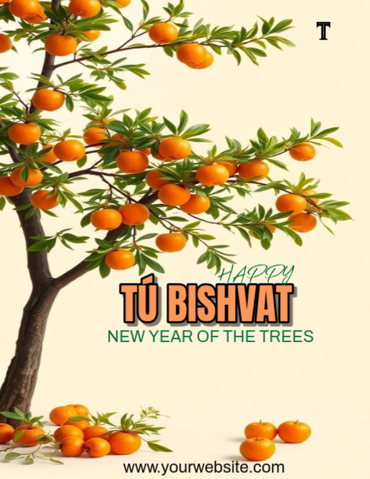 Yellow Tu Bishvat Flyer Template | PosterMyWall
