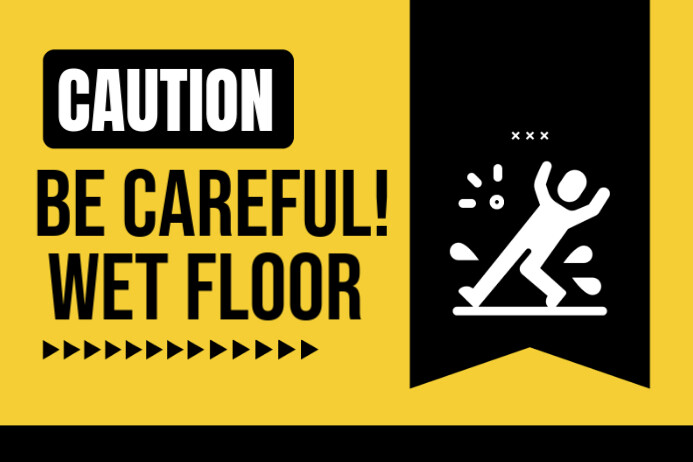 Yellow Typographic Caution And Warning Posts Label Template | PosterMyWall