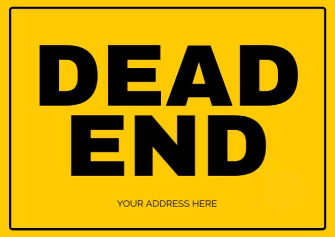 Copy of Yellow Typographic Dead End Caution Sign Board Postcard ...