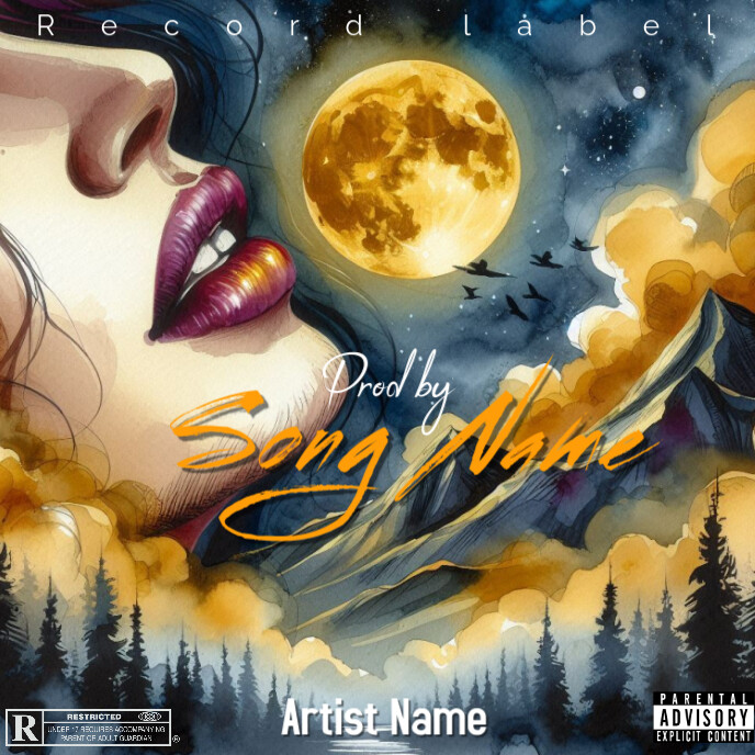 Plantilla de Yellow Typographic Girl Lips Song Album Cover | PosterMyWall