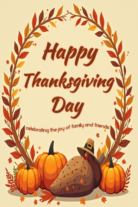 Yellow Typographic Happy Thanksgiving Day Celebrating The Joy Of Family ...