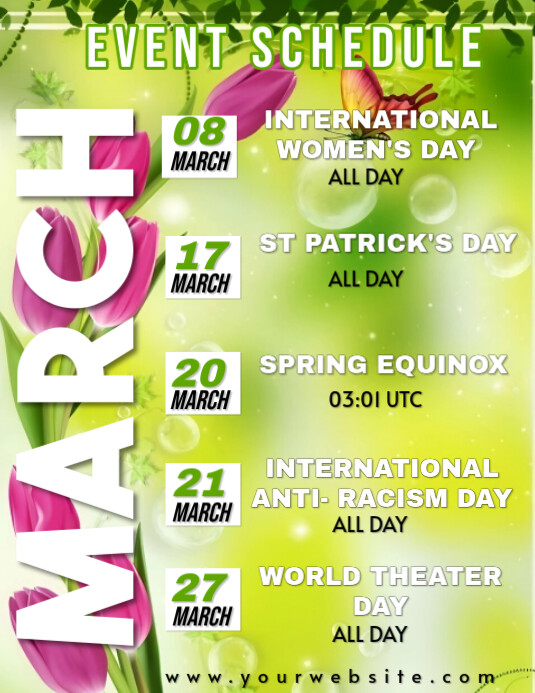 Yellow Typographic March Event Schedule Flyer (us Letter) Template ...