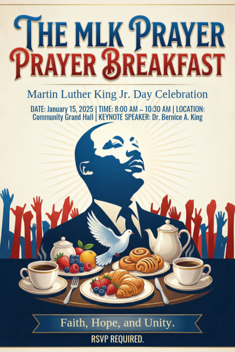 Yellow Typographic Mlk Prayer Breakfast Flyer Poster Template ...