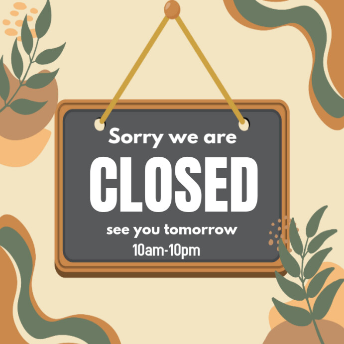 Yellow Typographic Sorry We Are Closed Instagram Post Template ...