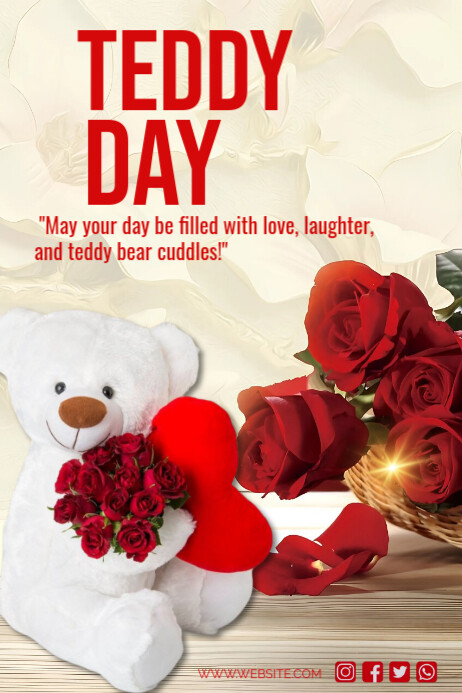 Yellow Typographic Teddy Day Poster Template | PosterMyWall