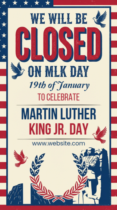 Yellow Typographic We Will Be Closed On Mlk Day Instagram Story ...