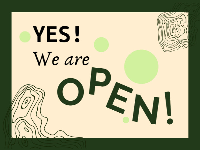 Yellow Typographic Yes We Are Open Announcement Presentation Template ...