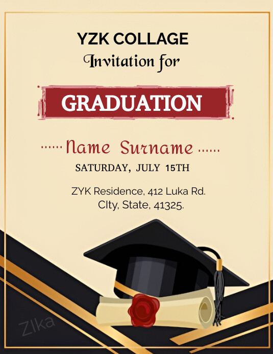 Yellow Typography Graduation Invitation Flyer Template | PosterMyWall
