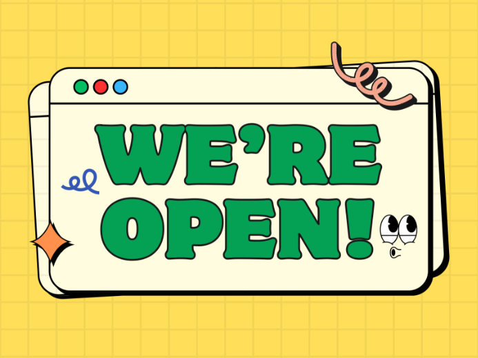 Yellow Vintage Bold "we’re Open" Sign Template For Business ...