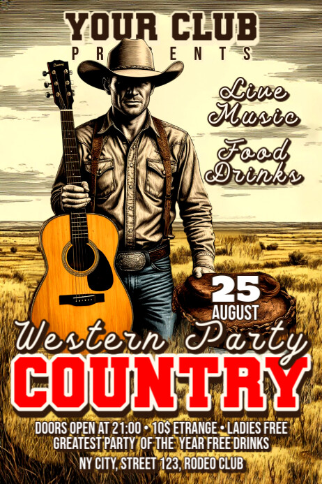 Copy of Yellow Vintage Country Night Western Rodeo Poster | PosterMyWall