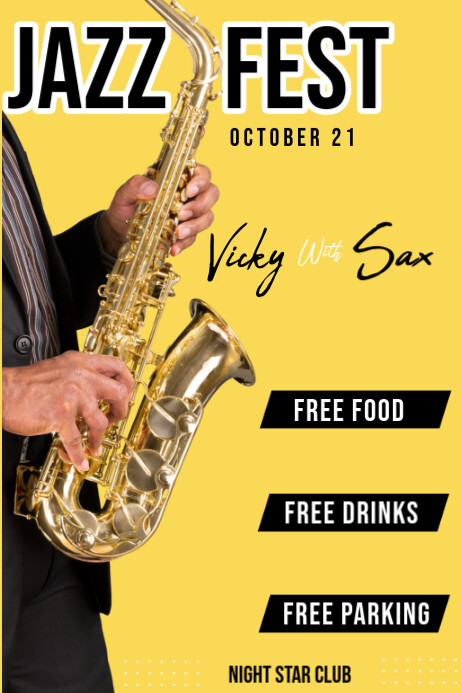 Yellow Vintage Jazz Fest Template Poster | PosterMyWall