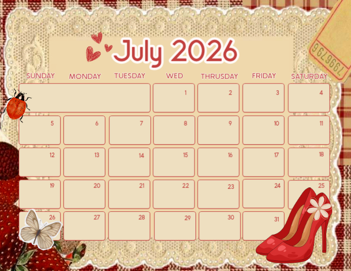 July 2026 Calendar Flyers Template | PosterMyWall