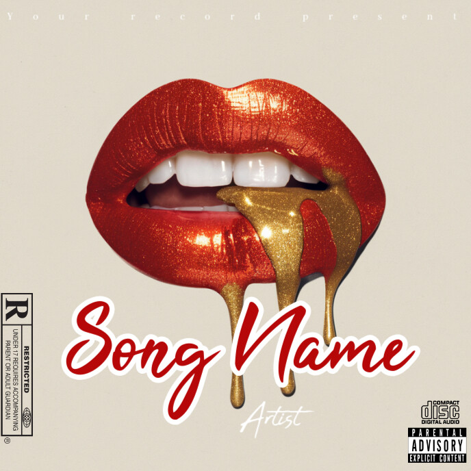 Plantilla de Yellow Vintage Red Dripping Lips Song Album Cover ...