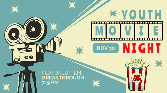 Yellow Vintage Youth Movie Night Digital Display (16:9) Template ...