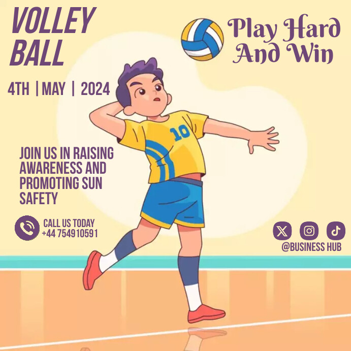 Yellow Volley Ball Instagram Post Template | PosterMyWall