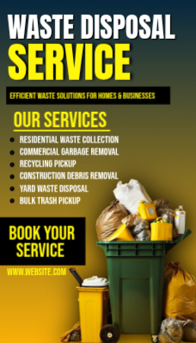 Yellow Waste Disposal Business Card Template | PosterMyWall