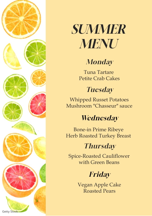 Yellow Watercolor Restaurant Menu Flyer Templat | PosterMyWall