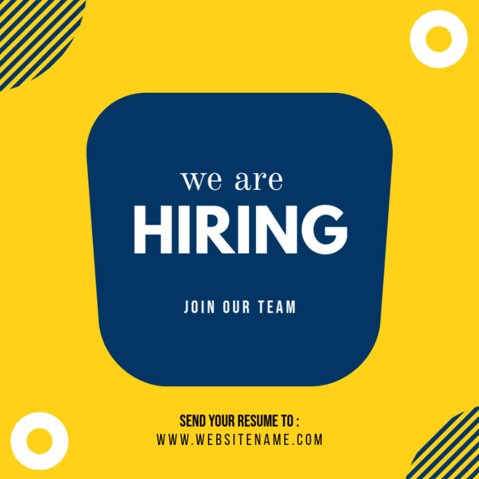 Yellow We Are Hiring Instagram Post Templat | PosterMyWall