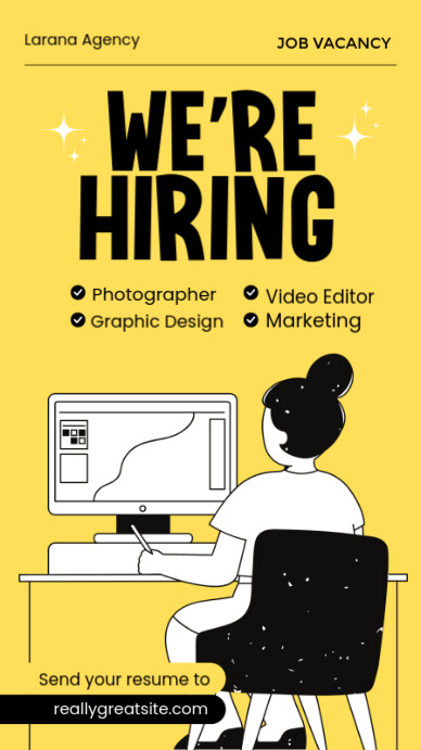 Yellow We Are Hiring Instagram Story Template | PosterMyWall