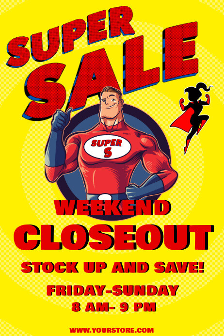 Modèle Yellow Weekend Closeout Poster Ad Poster | PosterMyWall