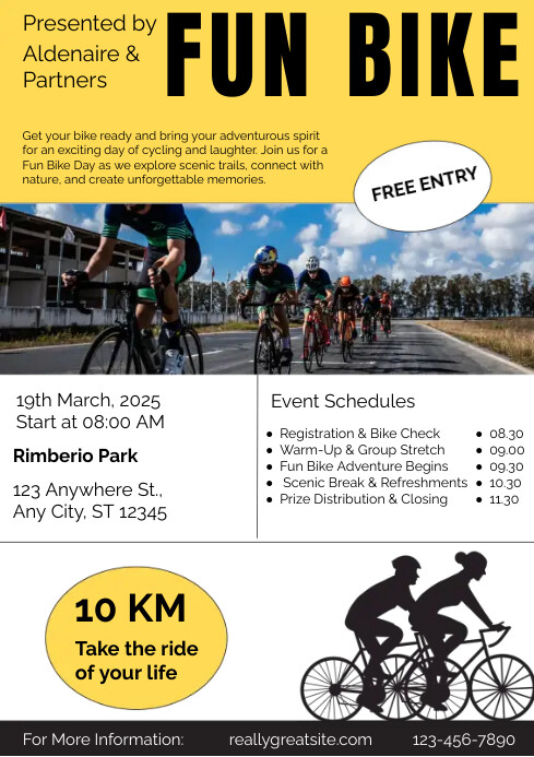 Plantilla de Yellow White Bold Bike Event Flyer | PosterMyWall