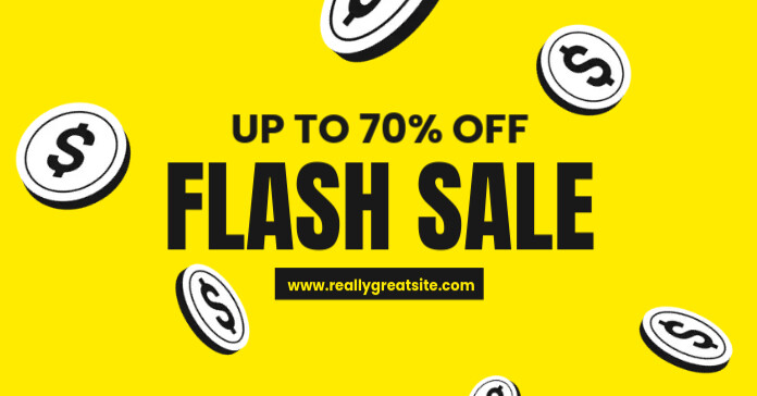 Yellow White Flash Sale Promotion Facebook Ad Template | PosterMyWall