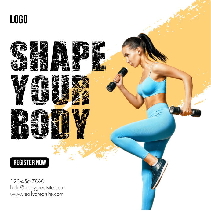 Plantilla de Yellow White Modern Fitness Gym Instagram Pos | PosterMyWall