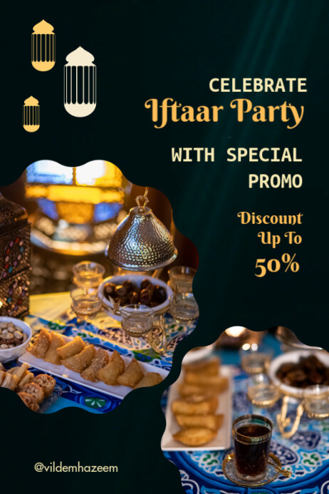 Yellow White Modern Ramadan Iftar Party Promotion Poster Template ...