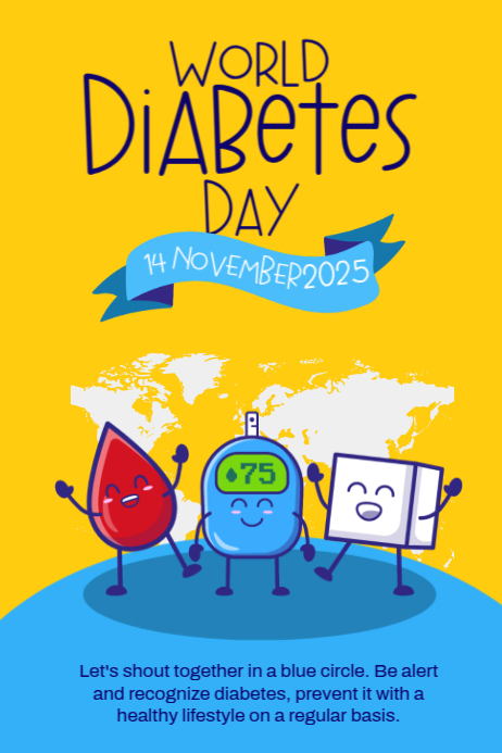 Yellow World Diabetes Awareness, Poster Template | PosterMyWall