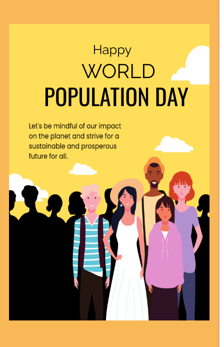 Yellow World Population Day Tabloid Template | PosterMyWall