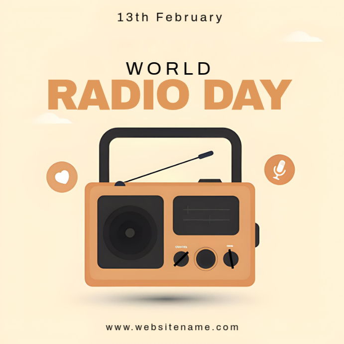 Yellow World Radio Day Instagram Post Template | PosterMyWall