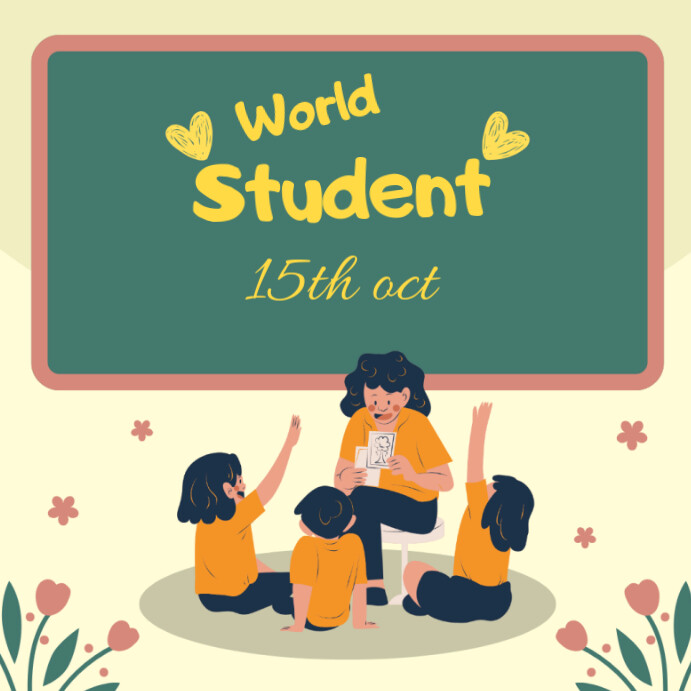 Yellow World Student Day Instagram Post Template | PosterMyWall
