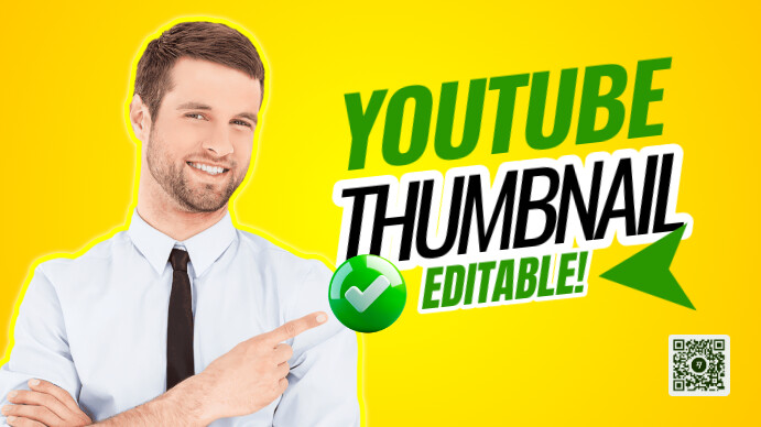 Copy of yellow youtube thumbnail happy man indicating | PosterMyWall