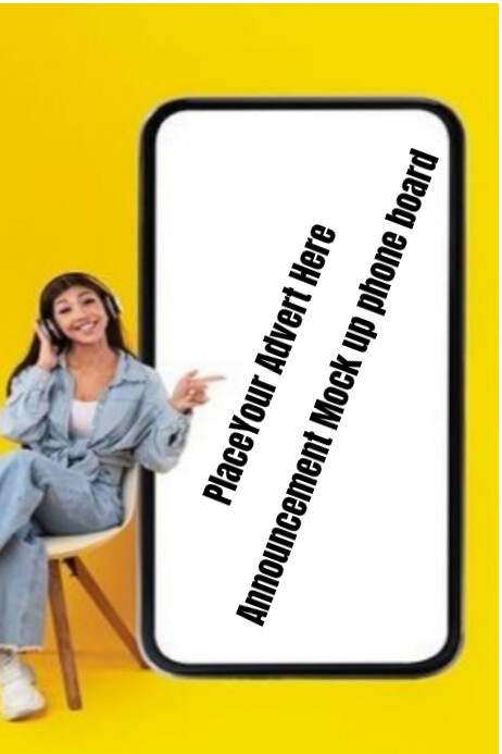 YellowBackground advert placement phone mocku Template | PosterMyWall