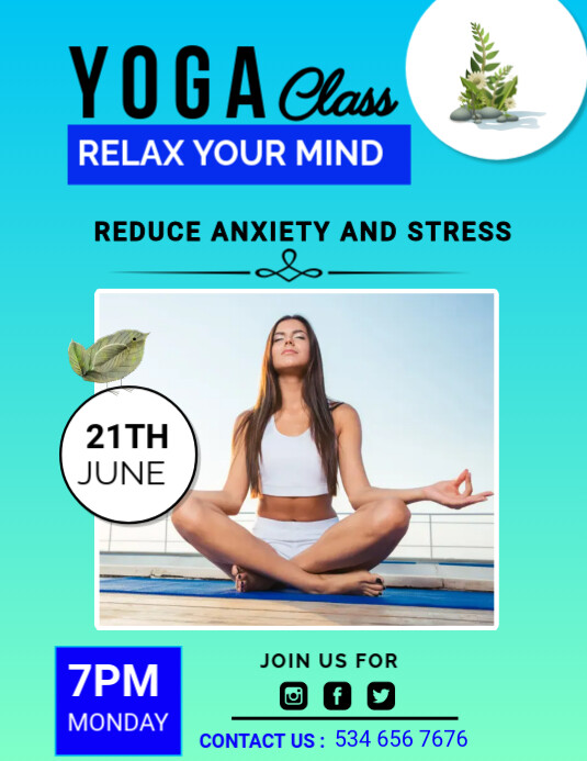 Yoga Day poster template | PosterMyWall