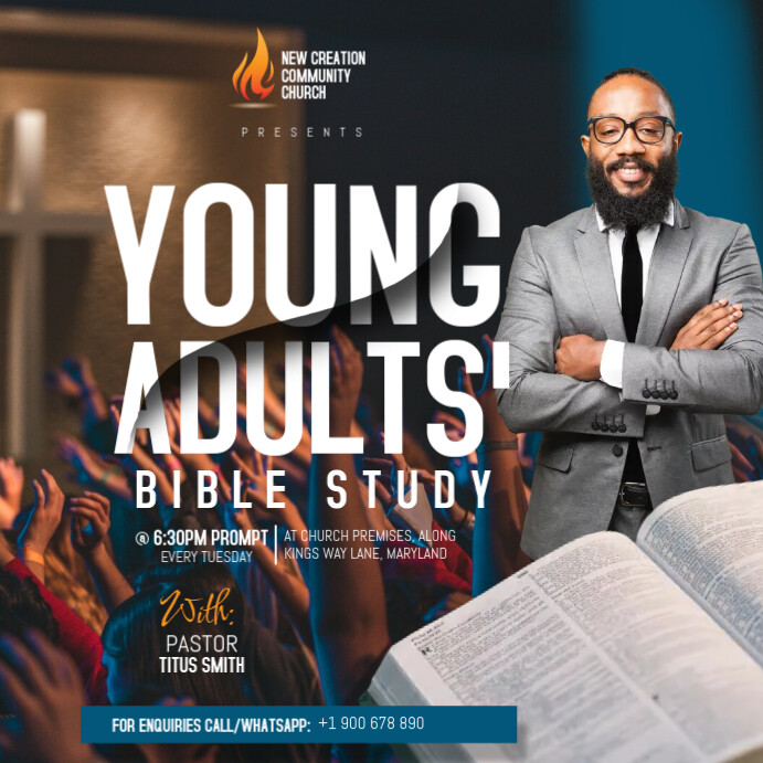 Copy of YOUNG ADULTS' BIBLE STUDY POSTER | PosterMyWall