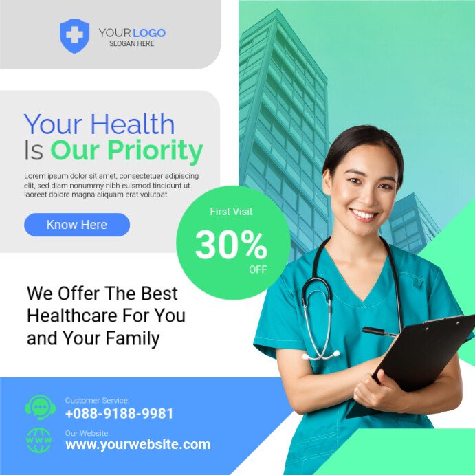 Plantilla de Your Health Is Our Priority Poster | PosterMyWall