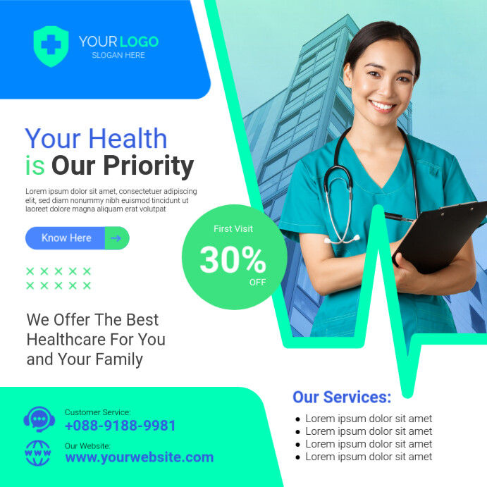 Your Health is Our Priority Poster Flyer Template | PosterMyWall