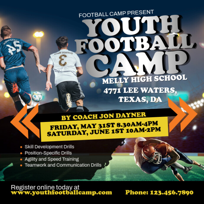 Youth Football Camp Template | PosterMyWall