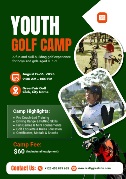 Youth golf camp training flyer template a2 | PosterMyWall
