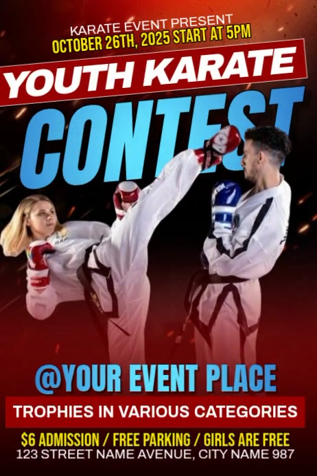 Plantilla de Youth Karate Contest Ads | PosterMyWall