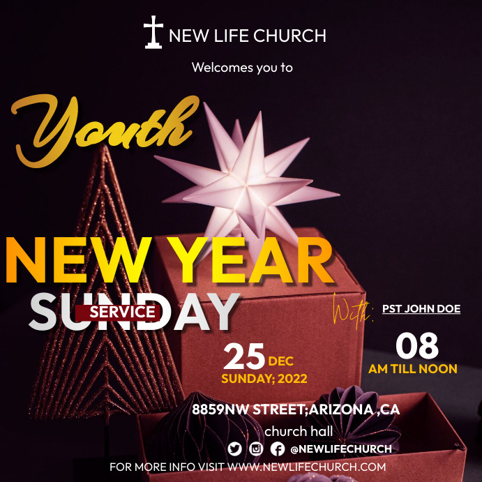 youth New Year service Template | PosterMyWall